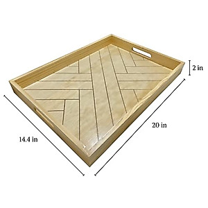 Seasoned Living Rustic Wooden Serving Tray Large 20”x14.4” Water-Resistant Wood Tray for Ottoman, Coffee Table, Breakfast in Bed, Table Centerpiece Home Decor (Natural Pine)