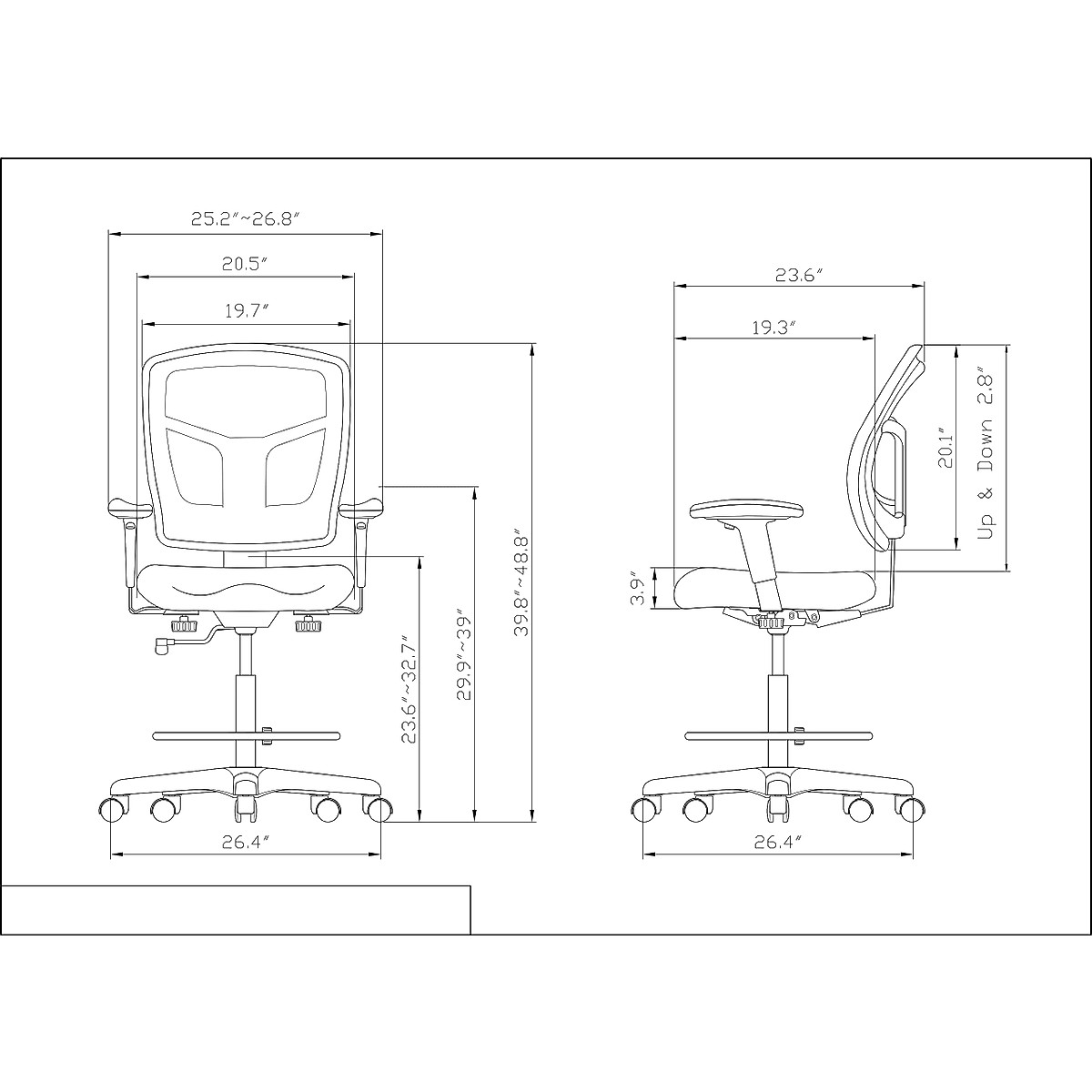 Raynor EuroTech Apollo Mesh Fabric Back Fabric Drafting Chair, Black (DFT9800)
