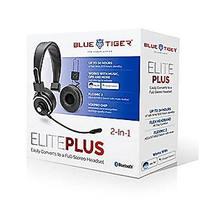 Blue Tiger Elite Plus Premium Single and Dual Ear Wireless Headset – Professional Truckers’ Noise Cancellation Head Set with Microphone – Long Battery Life, No Wires