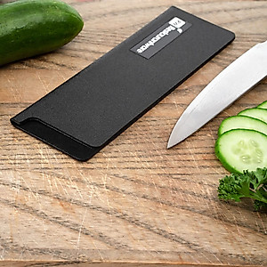 Sensei 6.5 x 2 Inch Knife Sleeve, 1 BPA-Free Knife Protector - Fits Utility Knife, Felt Lining, Black Plastic Knife Blade Guard, Durable, Cut-Proof - Restaurantware