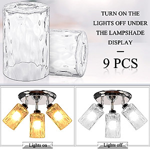Retisee 9 Pcs Clear Seeded Glass Shade Cylinder Bubble Glass Lamp Shade for Light Fixture Replacement Globe 5.9 Inch High 3.9 Inch Diameter 1.65 Inch Fitter Cover for Chandelier Pendant (Hammered)