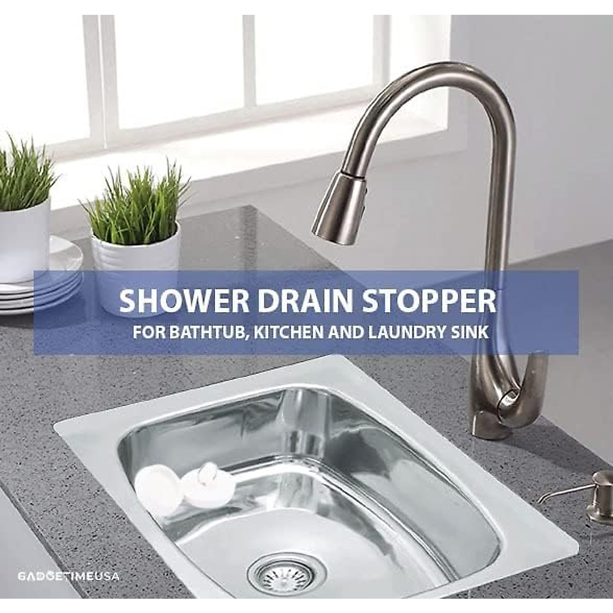 Gadgetime USA 5 Pieces Bathtub Stopper - Five Sizes - Pool Plugs - Shower Rubber Drain for Kitchen, Bathtub, Sink, Pool & Laundry