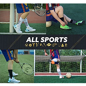 Ulalaza Unisex Anti Slip Sports Thicken Cushion Soccer Socks Non Skid Grippy Traction for Football Basketball Sports