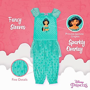 Disney Girls' Princess 2-Piece Loose-Fit Pajamas Set, LOVE JASMINE 2, 8