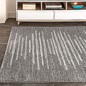 JONATHAN Y MOH205B-8 Aya Berber Stripe Geometric Indoor Farmhouse Area-Rug Bohemian Minimalistic Striped Easy-Cleaning Bedroom Kitchen Living Room Non Shedding, 8 X 10, Gray,Cream