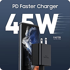 45W Super Fast Charging USB Type C Wall Charger Block for Samsung Galaxy S23 Ultra/S23/S23+/S22 Ultra/S22+/S22/Note 10/Note 20/S20/S21/S10, Galaxy Tab S7/S8 Ultra, Galaxy A, PPS Charger & 6ft C Cable