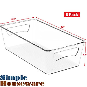 SimpleHouseware Freezer Organizer Storage Bins, Clear, Set of 8