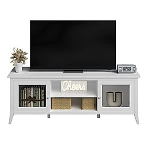 Lavish Home, White 55-inch TV Stand with Storage
