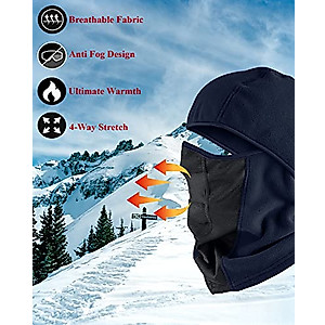 Therma Pro Balaclava Ski Mask Winter Fleece Thermal Face Cover for Men Women Breathable Skiing Motorcycle & Snowboarding, Navy Blue, Large