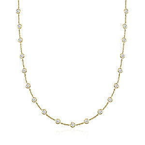 Ross-Simons 10.00 ct. t.w. Bezel-Set CZ Station Necklace in 18kt Gold Over Sterling. 16 inches