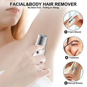 Flawless Hair Remover for Women, Rechargeable Painless Face Shavers for Women with 1× Replacement Head, Noise-Free Electric Facial Hair Removal on Full Charge, for Face, Upper Lips, Chin, Arms, Legs
