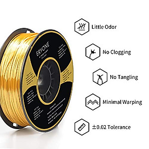 ERYONE Silk PLA Filament for 3D Printer, 1.75mm, -0.03mm, 1kg (2.1LBS)/Spool, Silk Glod