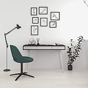 EASYTOUR Mid Century Desk, 47" Home Office Desk with 3 Drawers, Wooden Computer Workstation Modern Writing Table with Metal Legs, Easy Assembly (Black+Grey)