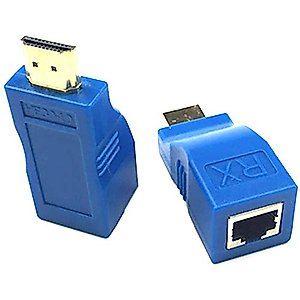 HDMI Extender, H-COME Up to 100ft HDMI Ethernet Network Extender Adapter Over RJ45 Cat5-e Cat6 Cable (Transmitter + Receiver, 1 Port RJ45)