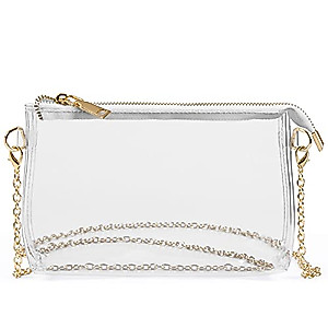 Lorbro Clear Purses for Women Stadium Approved, Clear Crossbody Shoulder Bag with Zipper Closure, Transparent Purse for Concerts, Sporting Event, Party, Festivals
