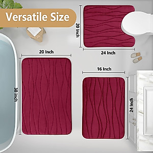 Buganda Memory Foam Bathroom Rug Mat 24x16, Extra Soft and Absorbent Bath Mats, Non-Slip and Machine Washable Bath Rugs for Bathroom Floor,Tub and Shower, Burgundy