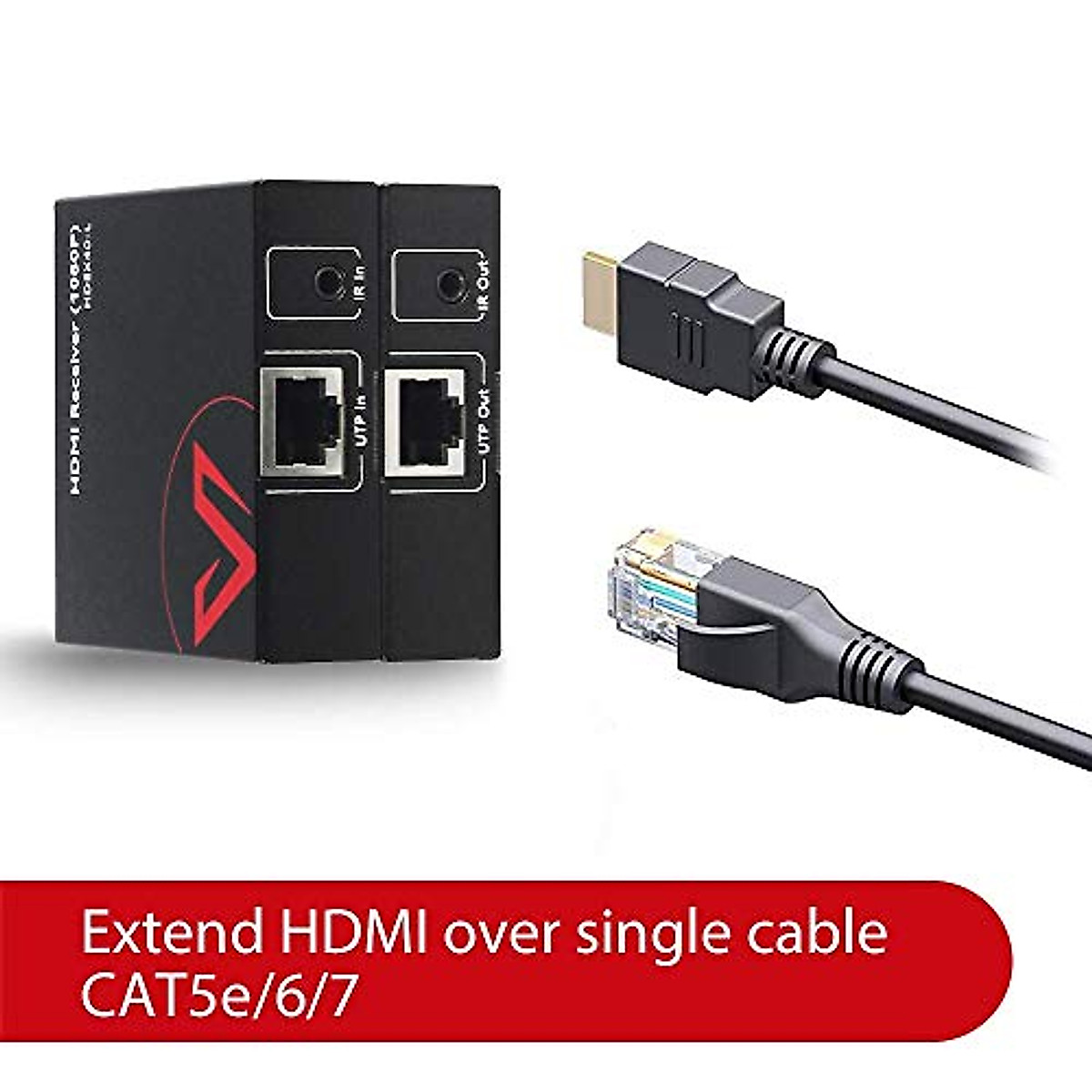 AV Access HDMI Extender Over Cat5e/6a/7 up to 1080P@60Hz 164ft/50m with IR Remote Control, FHD HDMI Balun, Supports PoE/PoC Function