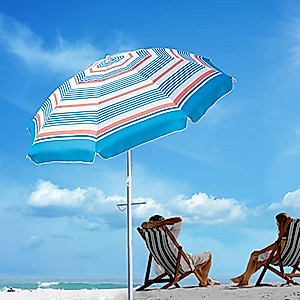 Funsite 6.5ft Beach Umbrellas for Sand, Portable UV 50+ Beach Umbrella with Heavy Duty Anchor, Protection with Tilt & Aluminum Pole, Umbrella Patio with Carry Bag, Orange