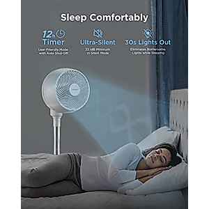 AIRMATE Air Circulator Fan with Remote,Oscillating Fans for Indoors Turbo Silence, Pedestal Fan, Cooling Fan with 4 Modes 12 Speed, Standing Fans for Home, Office, Bedroom