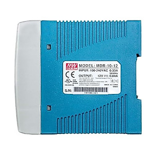 DynMach MDR-10-12 DIN Rail Mounted Power Supply - Input: 85-264VAC; Output: 12VDC, 0.84A, 10W; High Efficiency and Stability, Engineered for Small Scale Industrial Applications