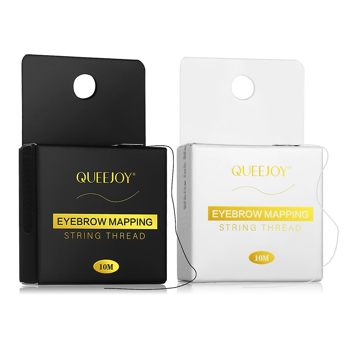 QUEEJOY Brow Mapping String - 10M Black and White Premium Eyebrow Mapping String, 1mm Charcoal Eyebrow Thread, Eyebrow Mapping Kit [2 X 32 Ft Box - 20 m], White Mapping String for Eyebrows