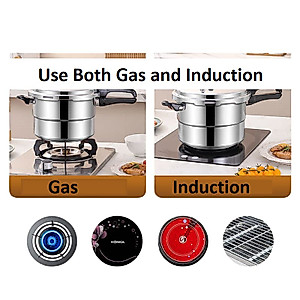 9.5 Quart Pressure Cooker Aluminum Alloy with Multiple Safety - Double Option Gas and Induction 26CM = 9 Liter + Extra Gasket