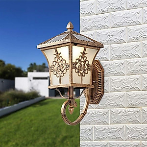 Zziyj LED Solar Wall Light Garden Outdoor Security Lights Vintage Solar Lantern Wall Lights for Patio Deck Yard Garden Fence Home Stairs Wall Lamp