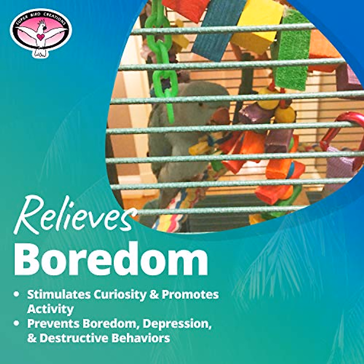 Super Bird Creations SB449 Rainbow Bridge Jr. Bird Toy, Medium Bird Size, 18” x 3” x 7”