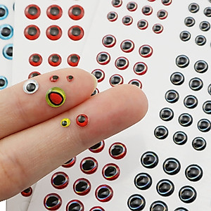WHYHKJ Fishing Lure Eye 4 Sheets 3D Simulation Fishing Lure Eyes Fish Eyes Fly Tying Materials Artificial Fish DIY Eye Fishing Tackle (3mm 180pcs, 4mm 192pcs, 5mm 180pcs, 6mm 180pcs)