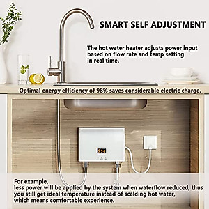 FMATOZ Mini Electric Tankless Water Heater 4000W 110V Constant Temperature Instant Hot Water Heater with Remote Control Digital Display On Demand Hot Water Heater for Home Kitchen Indoor