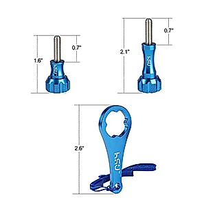 HSU Aluminum Thumbscrew Set + Wrench for Gopro Hero 11, 10, 9, 8, 7, 6, 5, 4, 3, Gopro Session, AKASO Campark and Other Action Cameras (Blue)