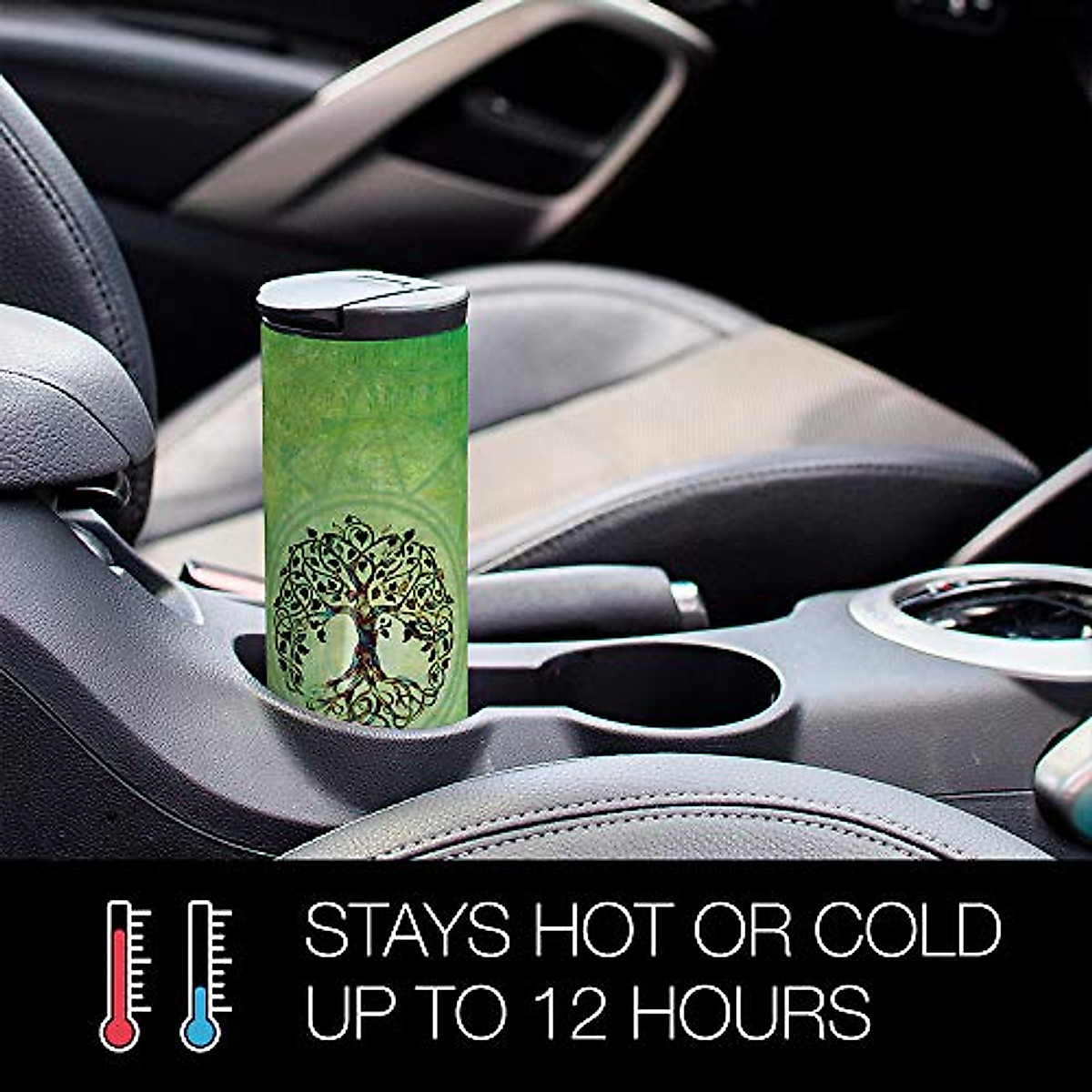 Tree-Free Greetings Vacuum Insulated Travel Coffee Tumbler, 1 Count (Pack of 1), Tree of Life