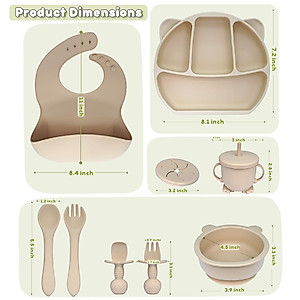 Anari Baby Led Weaning Supplies | Divided Silicone Suction Toddler Plates and Bowls Set | First Stage Self Feeding Baby Utensils | Baby Feeding Supplies for 6+ months old (Pastel Blue)