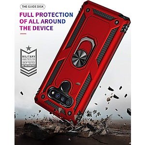 YZOK Compatible with LG Stylo 6 Case,with HD Screen Protector,Military Grade Protective Phone Case with 360 Degree Rotating Metal Ring, Holder Kickstand Cover Case for LG Stylo 6 (Red)