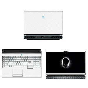 Decalrus - Protective Decal for 2019 Alienware Area-51m AWAR51M (17.3" Screen) Laptop White Carbon Fiber Skin case Cover wrap CFalienwareArea51m_17White