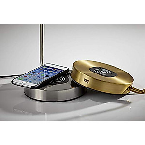Adesso 5131-21 Emerson Desk Lamp Wireless Charging, 7W LED, 5W QI, USB Port, Indoor Lighting Lamps