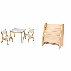 KidKraft Modern Table and 2 Chair Set & Sling Bookshelf - Natural