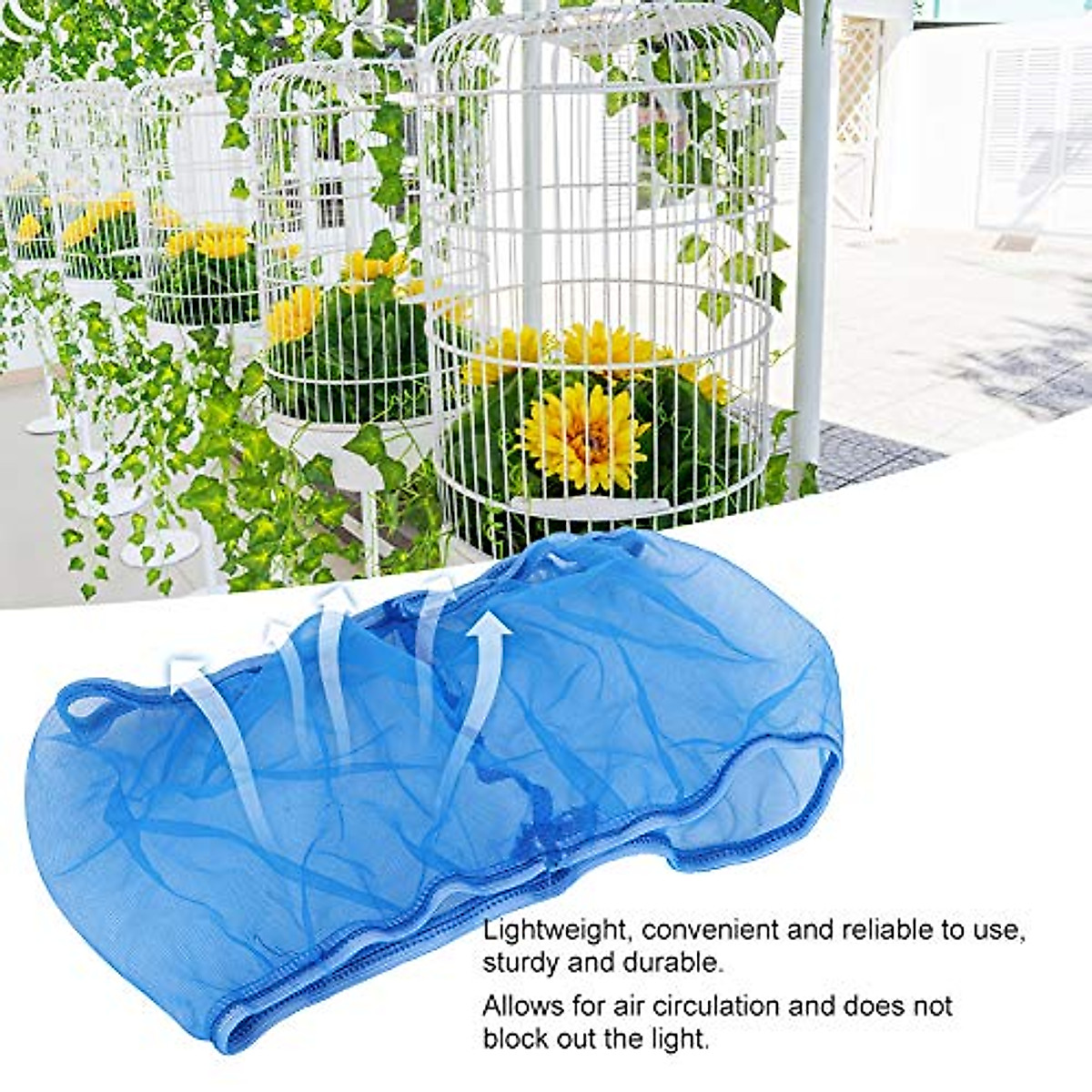 Strnek 2Pcs Bird Cage Cover Seed Catcher Birdcage Lightweight Soft Airy Polyester Mesh Cover Skirt Guard Universal Parrots Cage Accessories 26.0-52.0Inx6.7In (Small-Blue)