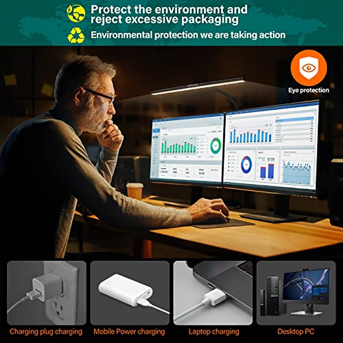 selfila LED Desk Lamp with Clamp - Architect Desk Lamp Swing Arm Task Light 360 ° Rotation Gooseneck Desktop Lighting for Office Home Workbench Drafting Reading