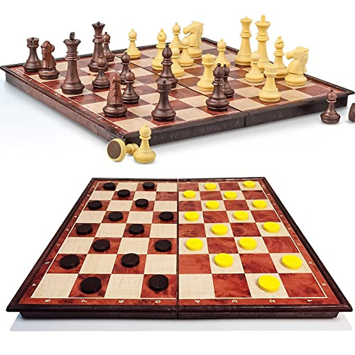 SIMPLEWIN Magnetic 3 in 1 Chess Checkers Backgammon Set, Magnetic Chess Travel Magnet Chess with Folding Case