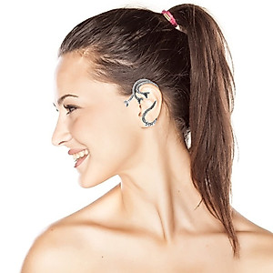 Generic 2pcs Ear Cuff Jewelry Snake Shape Cuff Earring Gothic Climber Earrings Punk Ear Decoration Halloween Novelty Ear Jewelry for Women Men, Silver, 6x5cm (44L0N438AU1209QIV7S)