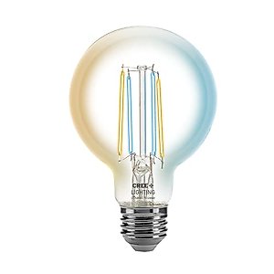Cree Connected Max Smart Led Vintage Glass Filament Bulb G25 Globe 40W Tunable White, 2.4 Ghz, Works With Alexa And Google Home, No Hub Required, Bluetooth + Wifi, 1Pk, Clear, Cmg25-40W-Al-9Tw-Gl