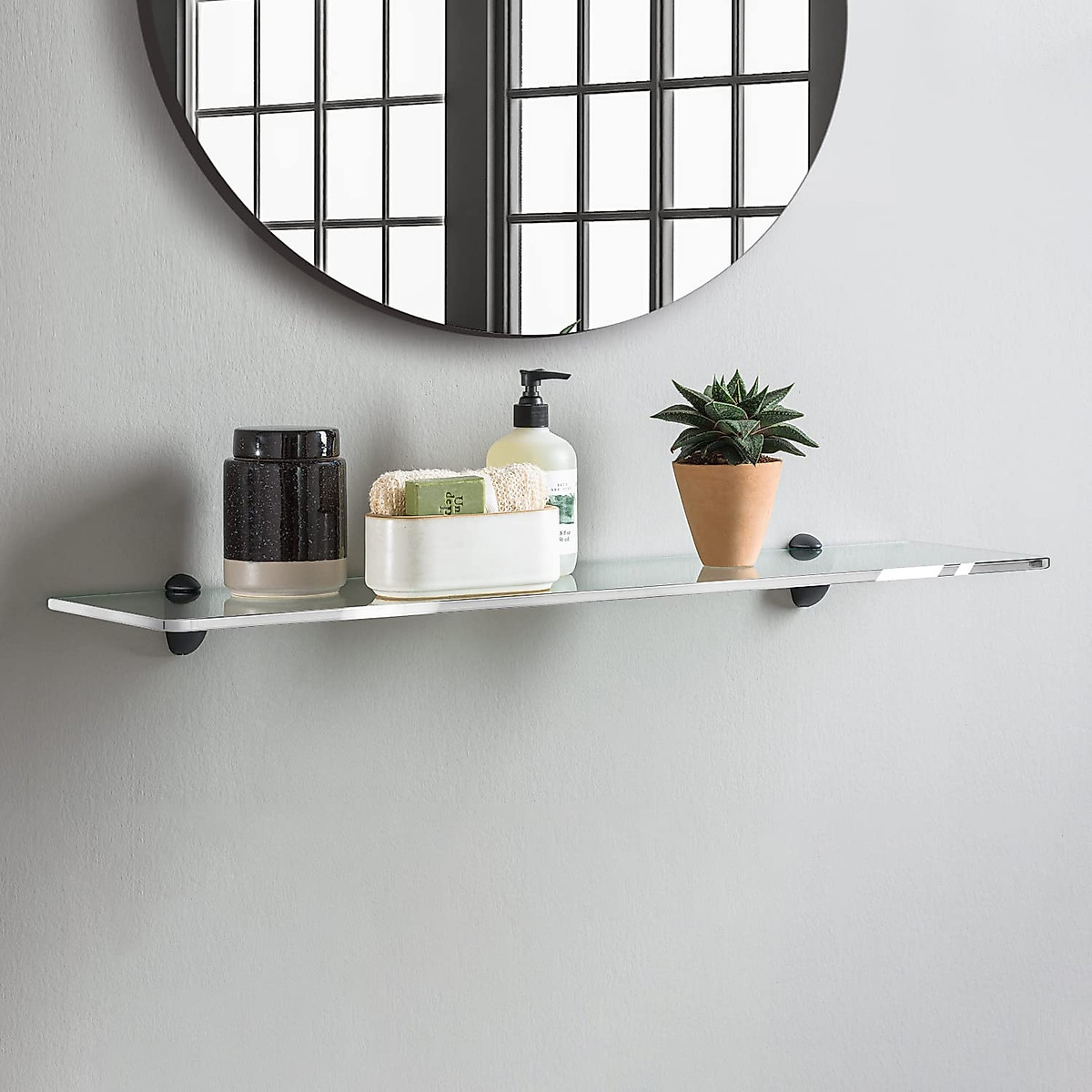 Fab Glass and Mirror Custom Acrylic Glass Shelves for Wall - 1/2"-1/4" and 1/8".Thick Glass Floating Shelves for Collectables, Photo, Toys and Home Décor