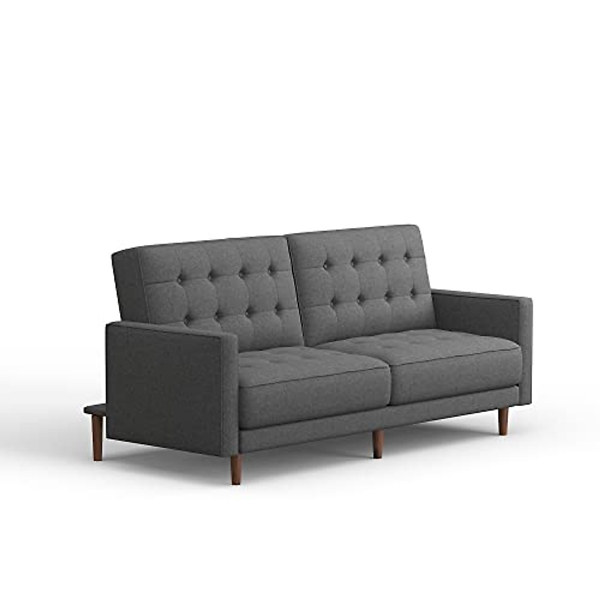 Glenwillow Home 81.5" Mies Square Arm Sleeper Sofa with 32-Button Tufting in MCM Vintage Design in Dark Grey