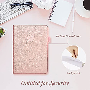 ZICPERY Password Book with Alphabetical Tabs - Premium Leatherette Hardcover Internet Password Keeper Logbook - Untitled Medium Size Password Notebook & Organizer for Home or Office (Rose Gold)