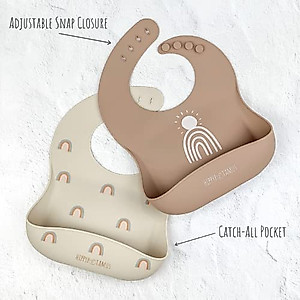 Hippypotamus Silicone Baby Bibs - Soft Waterproof Bibs for Babies & Toddlers - Set of 2 (Rainbows)