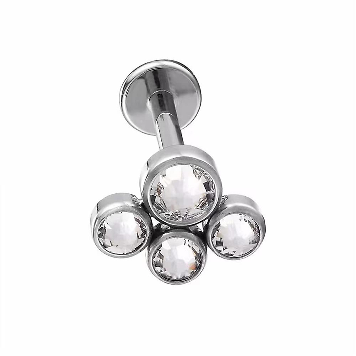 Piercingpops 6PCS 16G Tiny CZ Crystal Labret Piercing Stainless Steel Tragus Helix Lip Monroe Body Piercing Stud (6pcs Crystals Style) (Crystals Style)