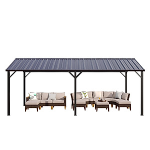 PHI VILLA 10 x 20 ft Carport Metal Carports with Galvanized Steel Roof, Sturdy Heavy Duty Metal Carport for Cars, Boats, and Tractors