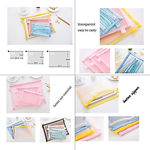 HYFAN Zipper Files Bag Breathable Transparent Mesh Documents Pocket Pouch Storage for Office Supplies (Black, A6 Size, Pack of 6)