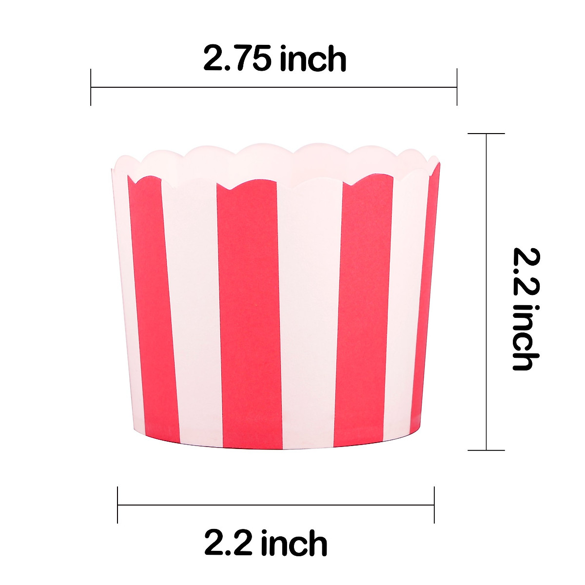 Webake 50pcs Full Size 6oz Paper Baking Cups Red Cupcake Liners Paper Snack Cups for Popcorn Cupcake Muffin Case Cupcake Bath Bomb, for Valentine's Day Movie Party Decorations Set of 50 (Red Stripe)